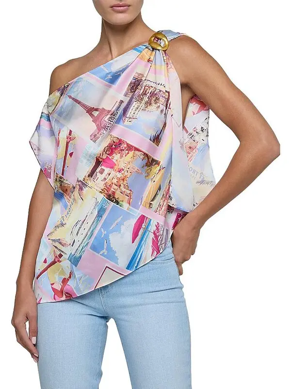 L'Agence Driselle Scarf Top - Light Pink Postcard