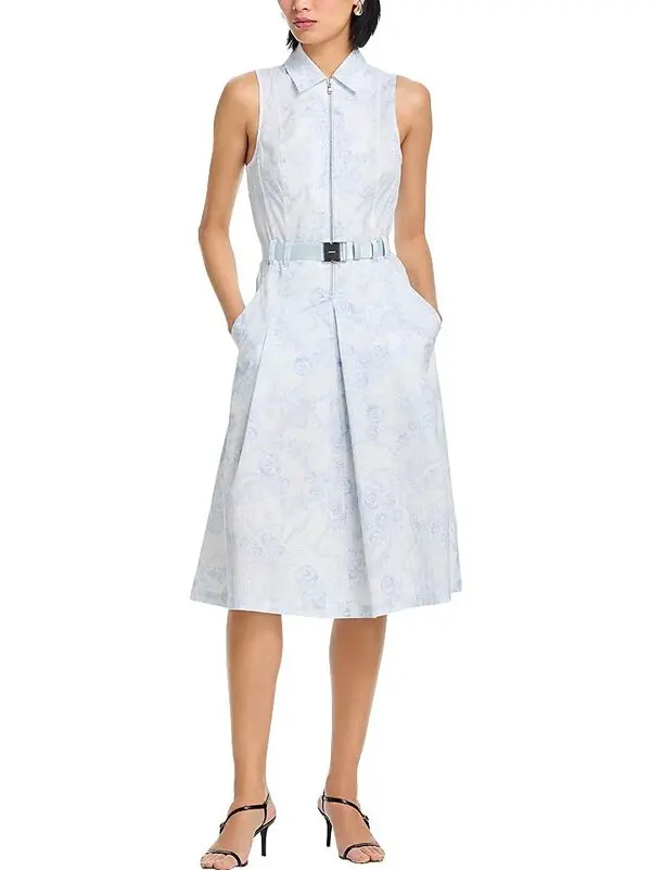 L'Agence Kylo Belted Shirt Dress - Ivory Blue Lace