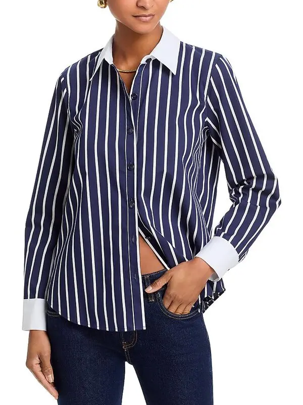 L'Agence Ellery Long Sleeve Blouse - Midnight White Stripe