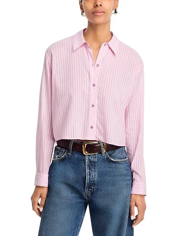L'Agence Cosette Crop Shirt - Cameo Pink