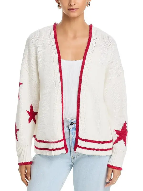 Vintage Havana American Flag Knit Cardigan - White