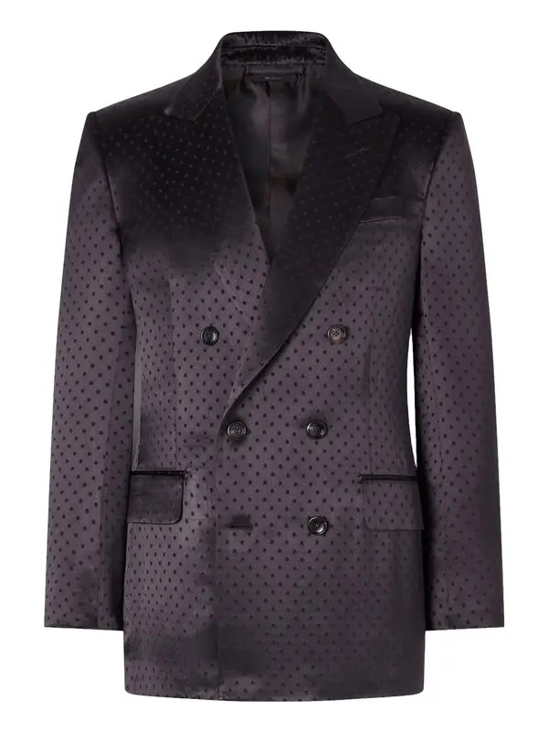 TOM FORD Double-breasted Polka-dot Satin-jacquard Tuxedo Jacket - Brown