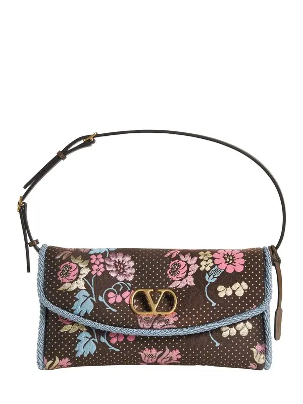 Valentino Garavani Small Embroidered Devain Shoulder Bag - Brown
