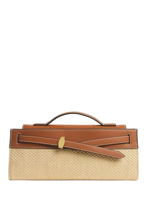 Veronica Beard Raffia And Leather Dash Clutch - Brown