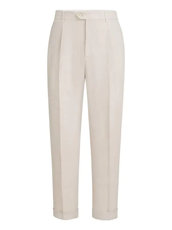 Brunello Cucinelli Linen Pleated Trousers - Beige