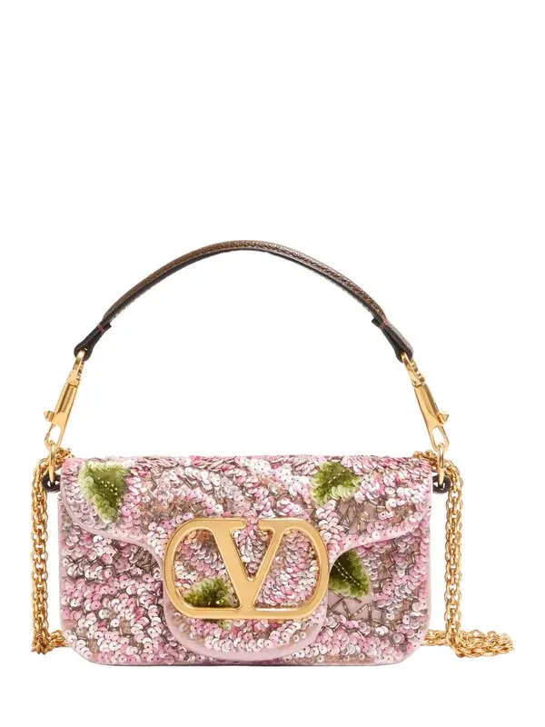 Valentino Garavani Small Embellished Locò Shoulder Bag - Pink