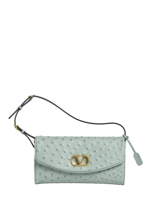 Valentino Garavani Small Ostrich Leather Shoulder Bag - Green