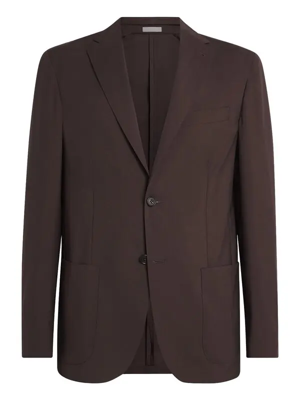 Corneliani Virgin Wool-silk Unlined Whisper Blazer - Brown