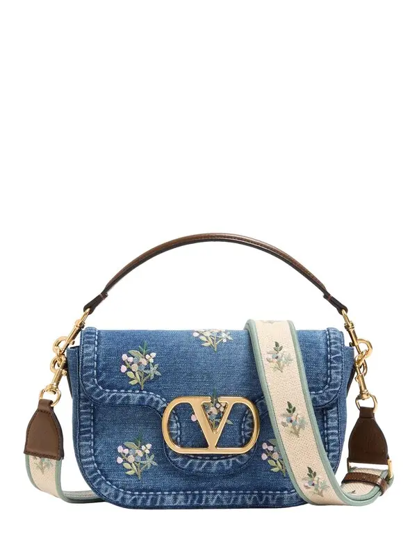 Valentino Garavani Embroidered Locò Shoulder Bag - Blue