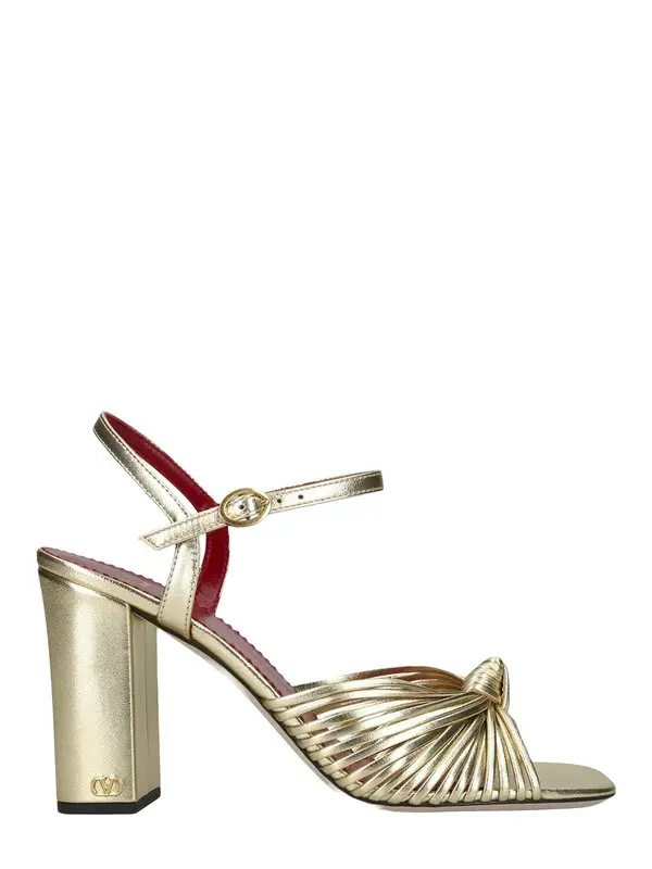 Valentino Garavani Leather Heeled Sandals - Gold