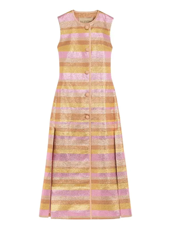 Valentino Garavani Metallic Striped Longline Vest - Rose Gold