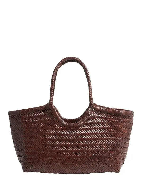Dragon Diffusion Large Leather Woven Nantucket Tote - Brown