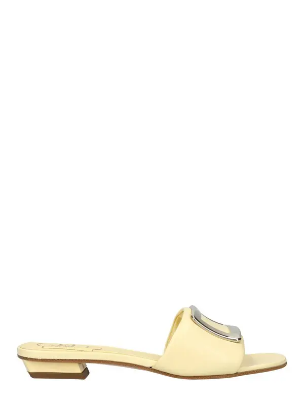 ROGER VIVIER Leather Belle Vivier Mules - Yellow