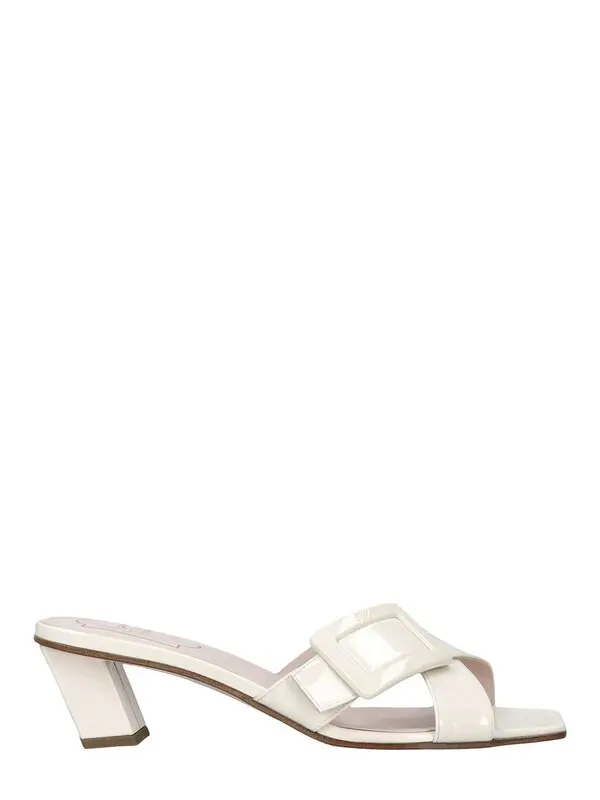 ROGER VIVIER Belle Vivier Leather Mules - Beige