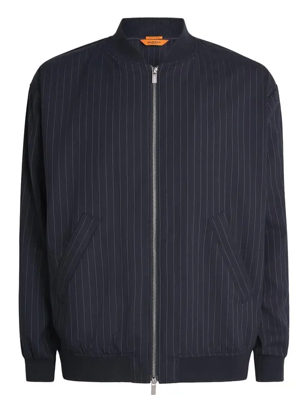 Barena Venezia Stretch-virgin Wool Pinstripe Bomber Jacket - Navy