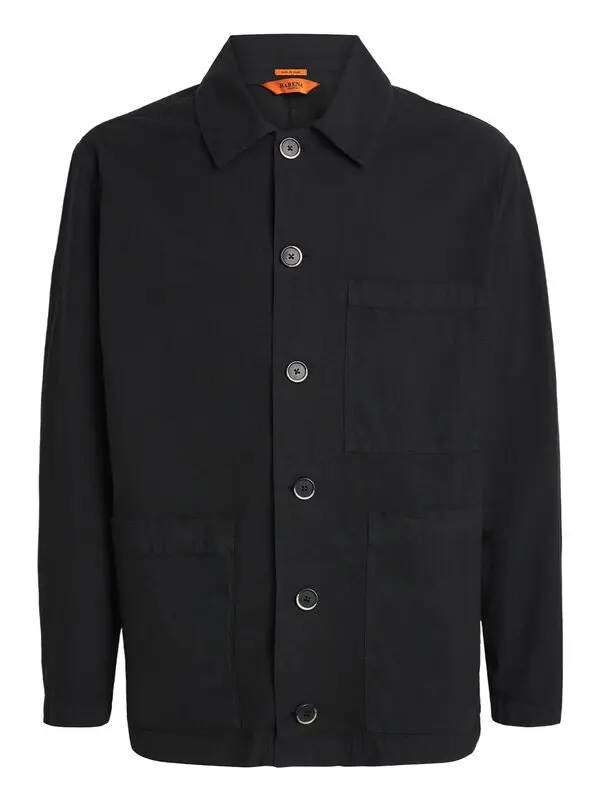 Barena Venezia Cotton Crinkle Overshirt - Black