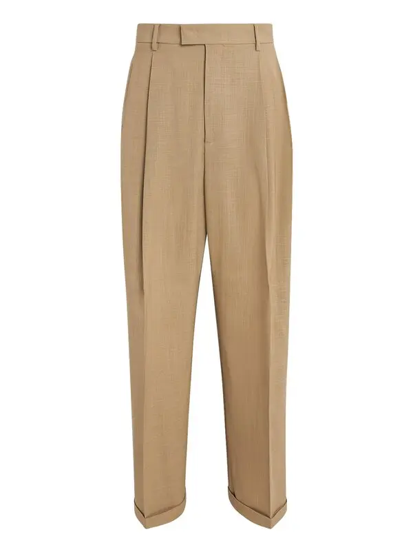 Barena Venezia Virgin Wool Pleated Trousers - Green