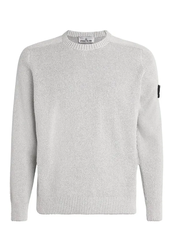 Stone Island Cotton-blend Rib Bouclé Sweater - Grey