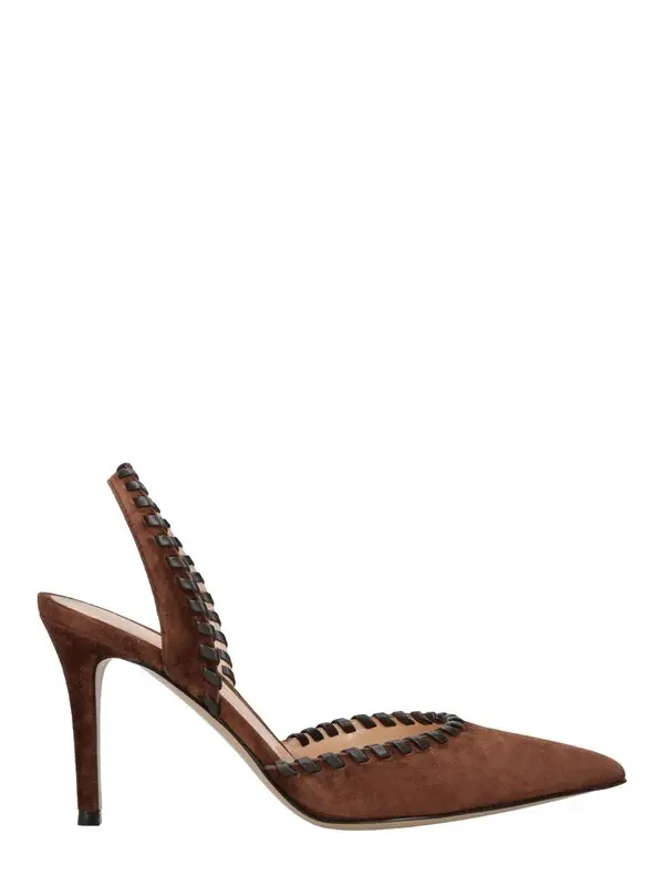 GIANVITO ROSSI Suede Slingback Pumps 85 - Brown