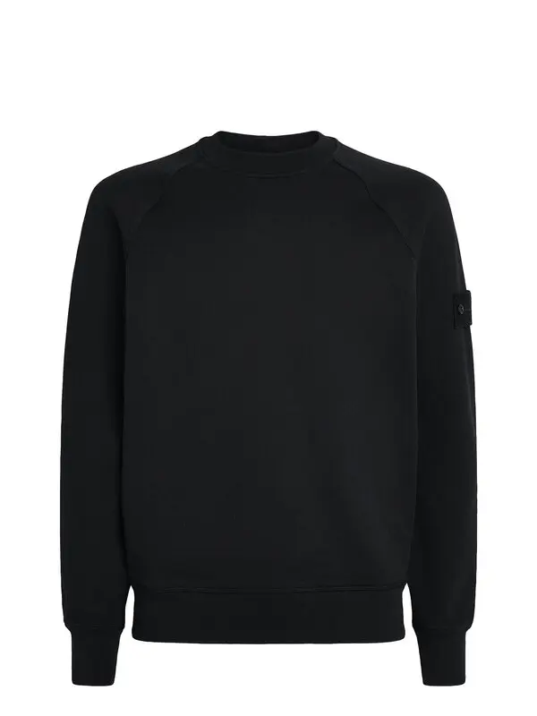 Stone Island Organic Cotton Raglan-sleeve Sweatshirt - Black