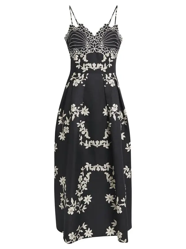 Claudie Pierlot Embroidered Floral Midi Dress - Black