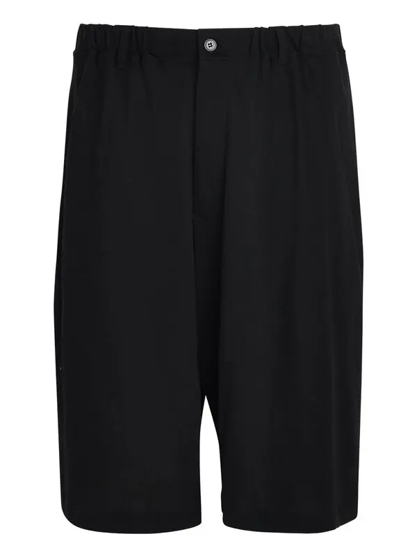 Yohji Yamamoto Cotton-linen Elasticated Shorts - Black