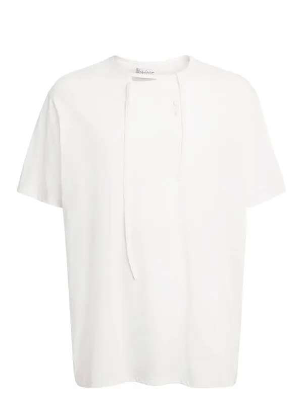 Yohji Yamamoto Cotton Button-detail T-shirt - White