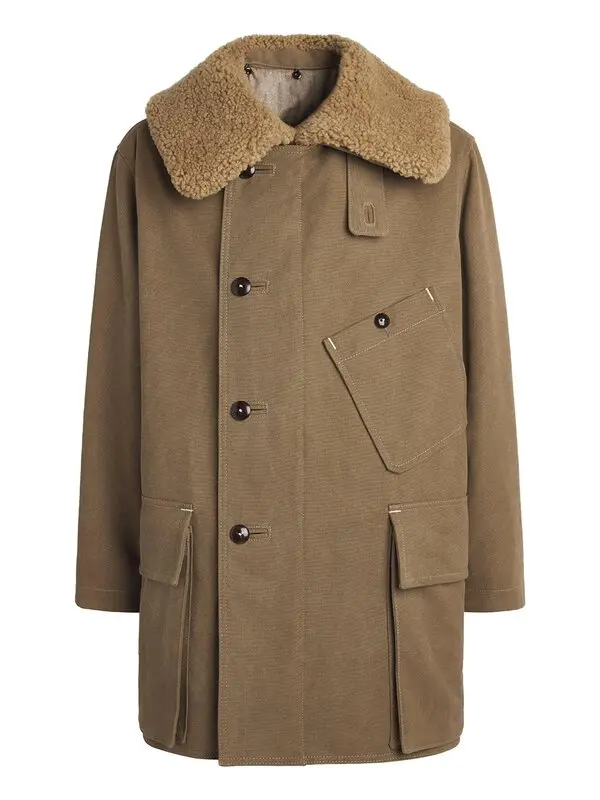 LEMAIRE Shearling Collar Parka - Brown