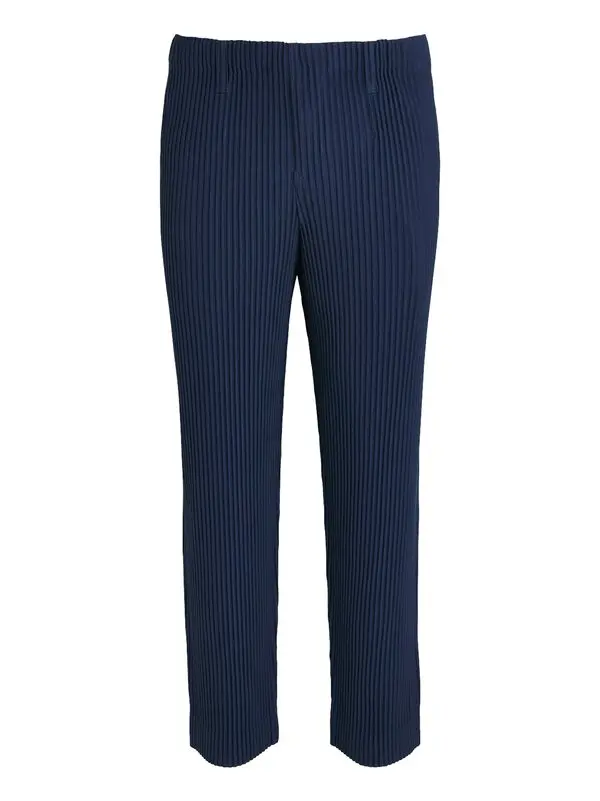 Issey Miyake Pleated Straight Trousers - Navy
