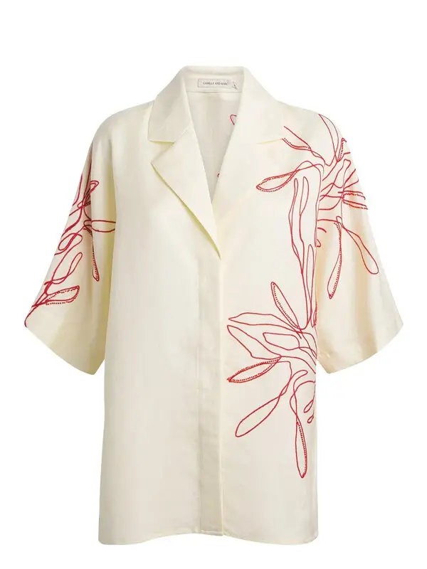 Camilla And Marc Linen-blend Embroidered Eviva Shirt - Yellow