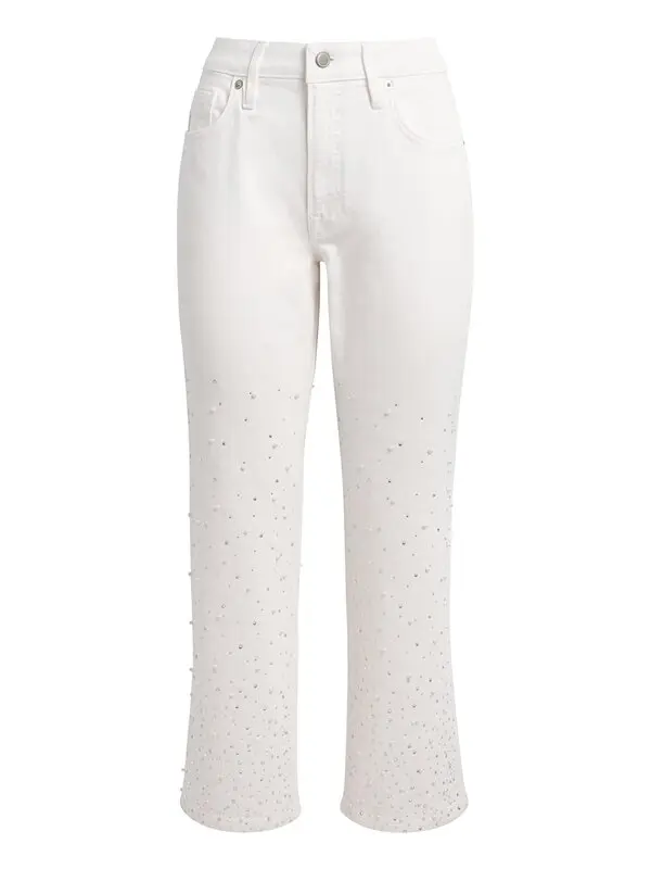 Good American Embellished Good Icon Straight Jeans - White