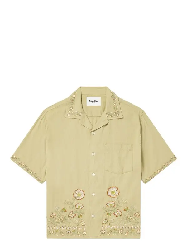 CORRIDOR Augusta Embroidered Cotton Shirt - Green