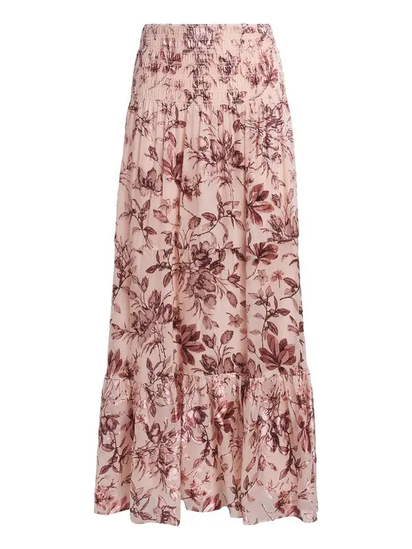 Alice + Olivia Stevie Floral Devore Maxi Skirt - Pink