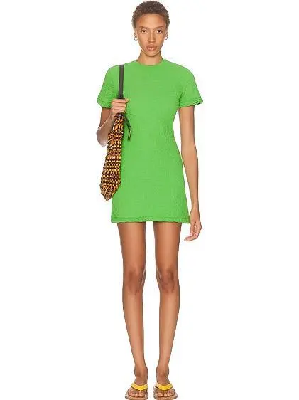 Staud Delia Heavyweight Smocked Mini Dress - Sprout