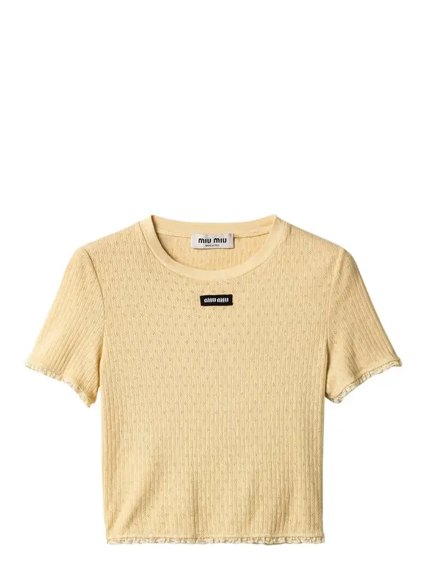 Miu Miu Cotton Cropped T-shirt - Yellow