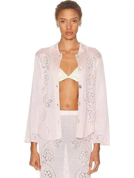 Calle Del Mar Vine Floral Long Sleeve Knit Shirt - Primrose