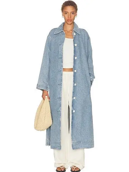 AGOLDE X Maria Mcmanus A-line Massive Coat In Denim - Crinkle Indigo
