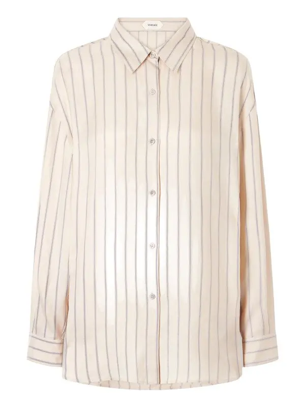 Versace Pinstriped Silk-twill Shirt - Neutrals