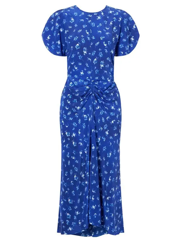 Victoria Beckham Bela Floral-print Silk-chiffon Midi Dress - Blue