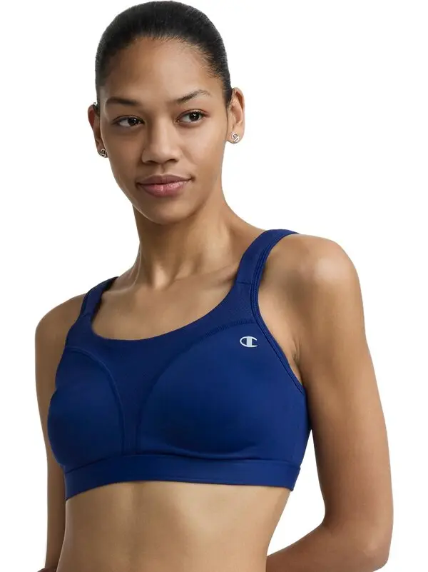 Champion Spot Comfort High-impact Sports Bra, C Logo - Blue Depth