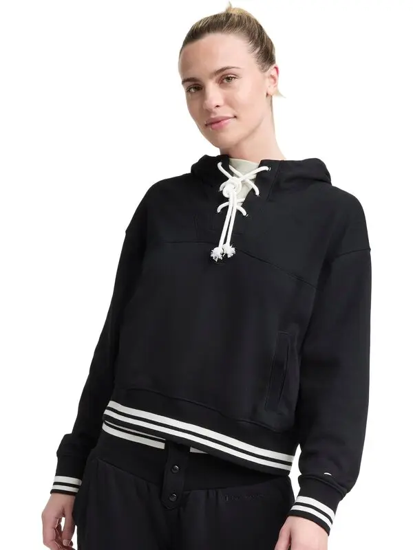 Champion Tackle Lace Front Hoodie With Embroidered Logo - Black