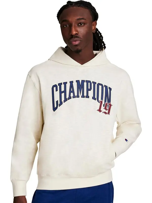 Champion Modern Retro Washed Hoodie With C Logo - Unbleached Cotton