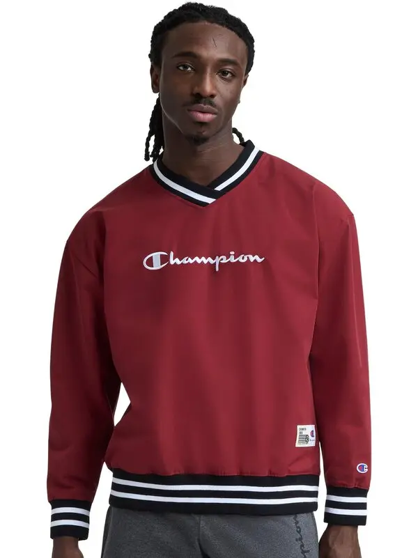 Champion Gridiron V-neck Pullover With C Logo - Pomegranate