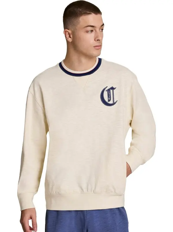 Champion Washed Crewneck Sweatshirt With Logo - Unbleached Cotton