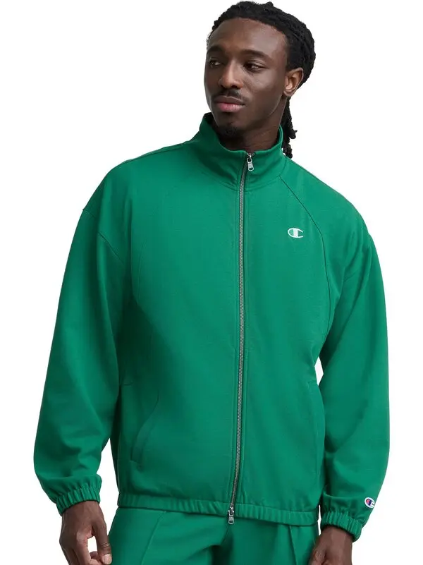 Champion Gameday Full Zip Mock Neck With C Logo - Verdant Green