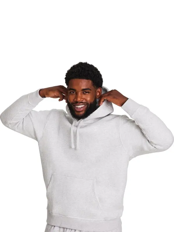 Champion Powerblend Big & Tall Hoodie With Logo - Platinum Silver Heather