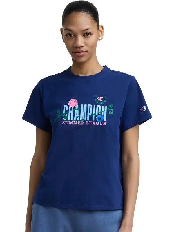 Champion Graphic T-shirt With Logo - Blue Depth