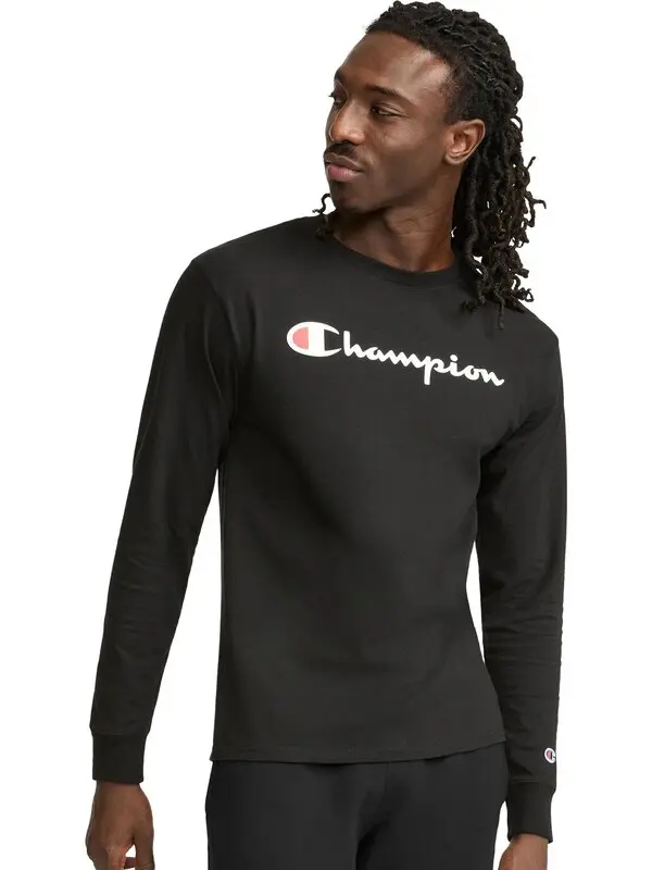 Champion Classic Graphic Long-sleeve T-shirt, Script Logo - Black