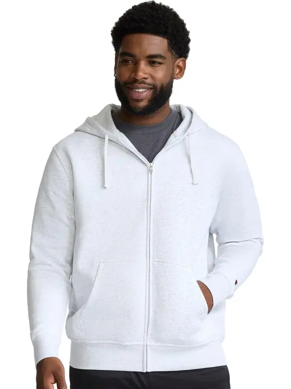 Champion Powerblend Full-zip Hoodie - Platinum Silver Heather