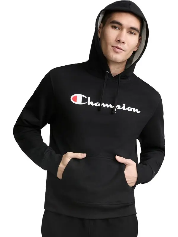 Champion Powerblend Fleece Hoodie With Logo - Black